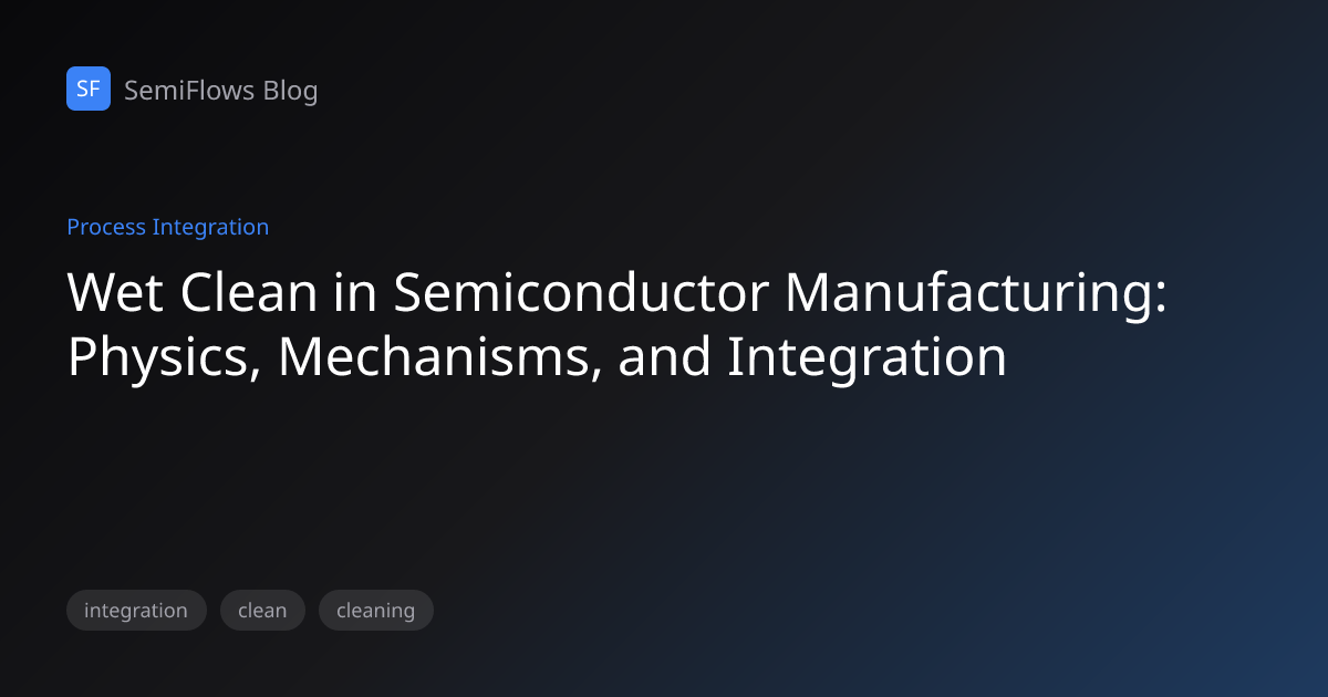 Wet Clean in Semiconductor Manufacturing: Physics, Mechanisms, and ...